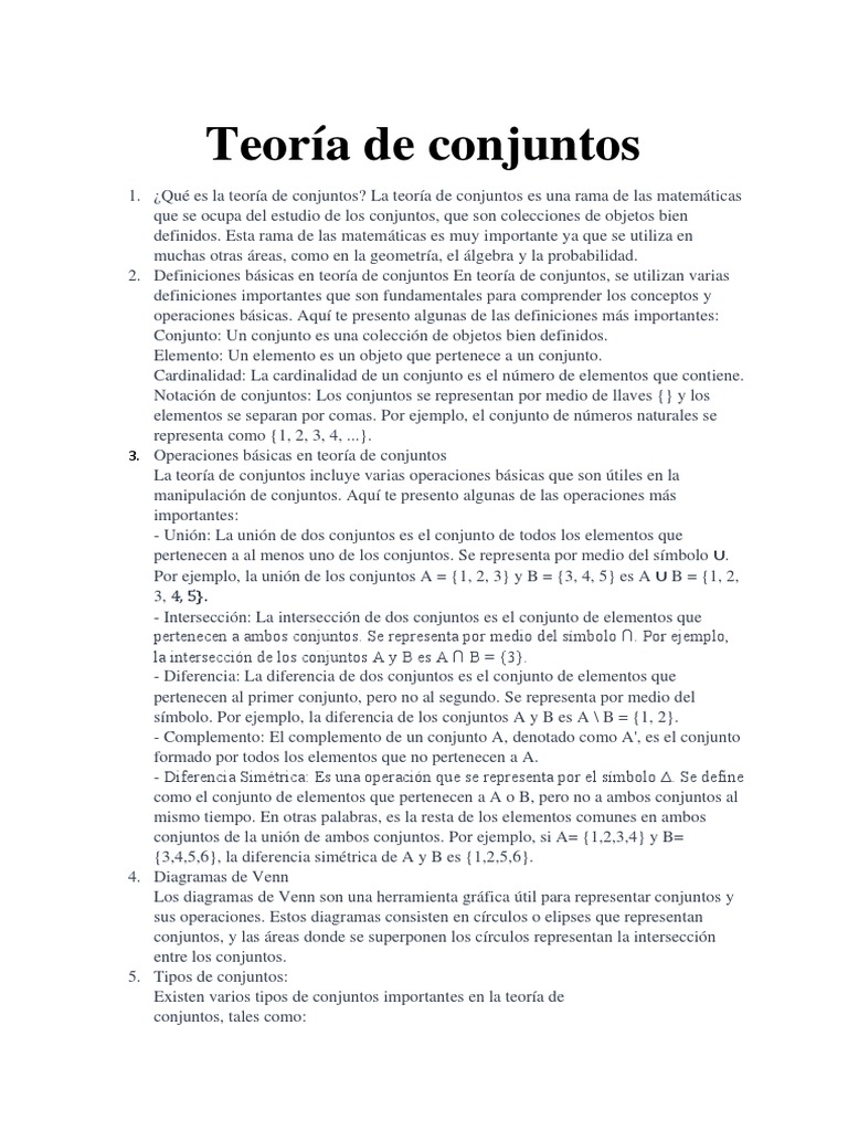Teoria de Conjuntos Notas de Clase | PDF | Conjunto (Matemáticas) | Matemáticas