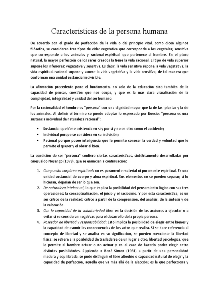 Características de La Persona Humana | PDF