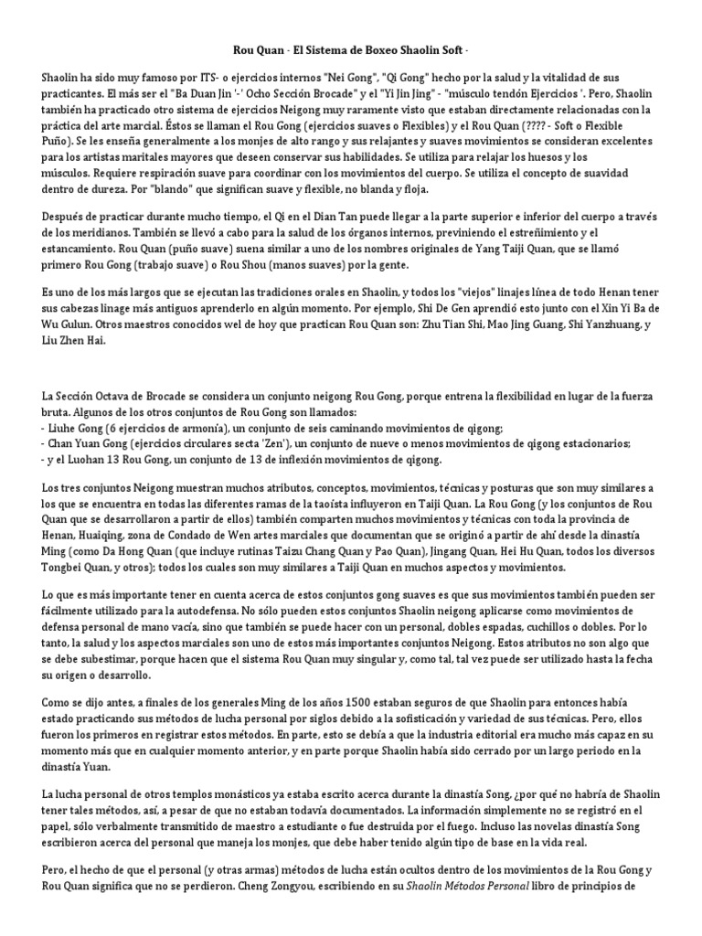 Rou Quan | PDF | Monasterio Shaolin | Qigong