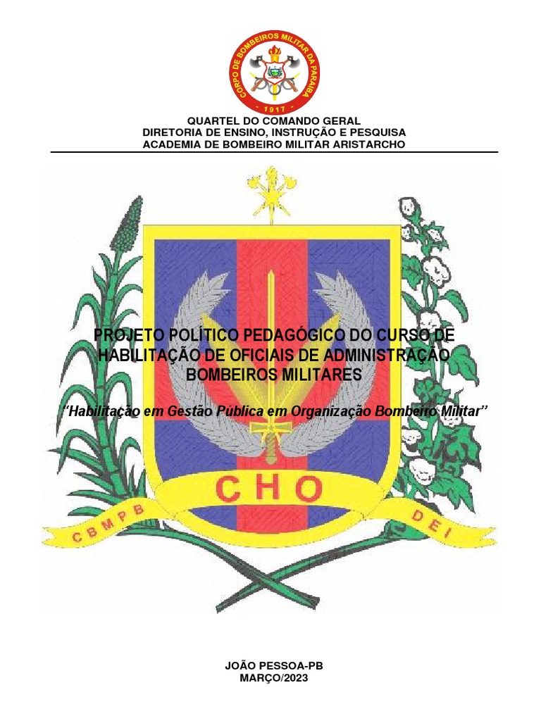 Projeto Político Pedagogico Cho BM Atual - 2023 | PDF | Oficial (Forças ...