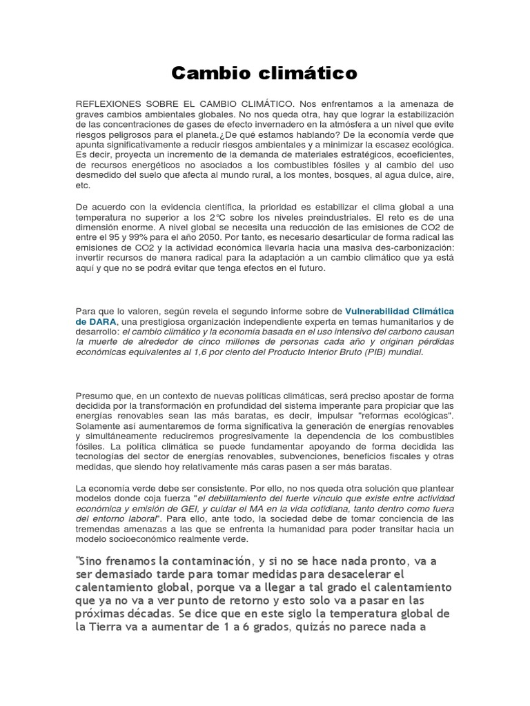 Cambio Climático | PDF | Cambio climático | Gases de efecto invernadero