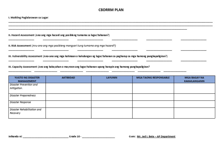 Ap 10 CBDRRM Plan | PDF