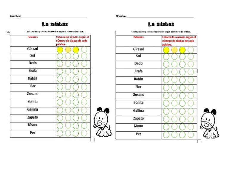 Grado 1 Copia Sobre Las Silabas | PDF