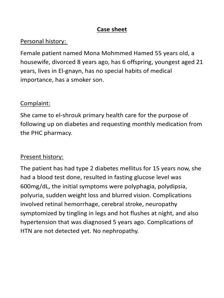 Case Sheet DM&HTN | PDF | Diabetes | Causes Of Death