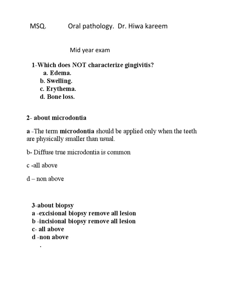 Oral Pathology MCQ 2 | PDF | Medical Specialties | Diseases And Disorders