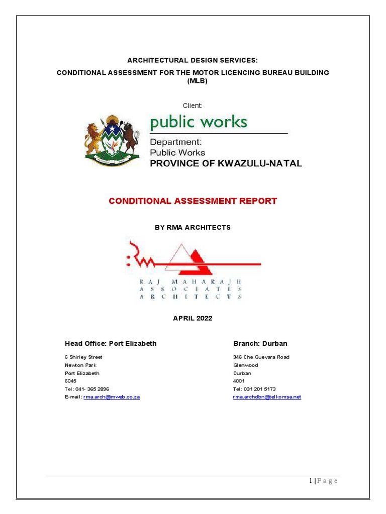Conditional Assessment of MLB Building | PDF | Sewerage | Plumbing