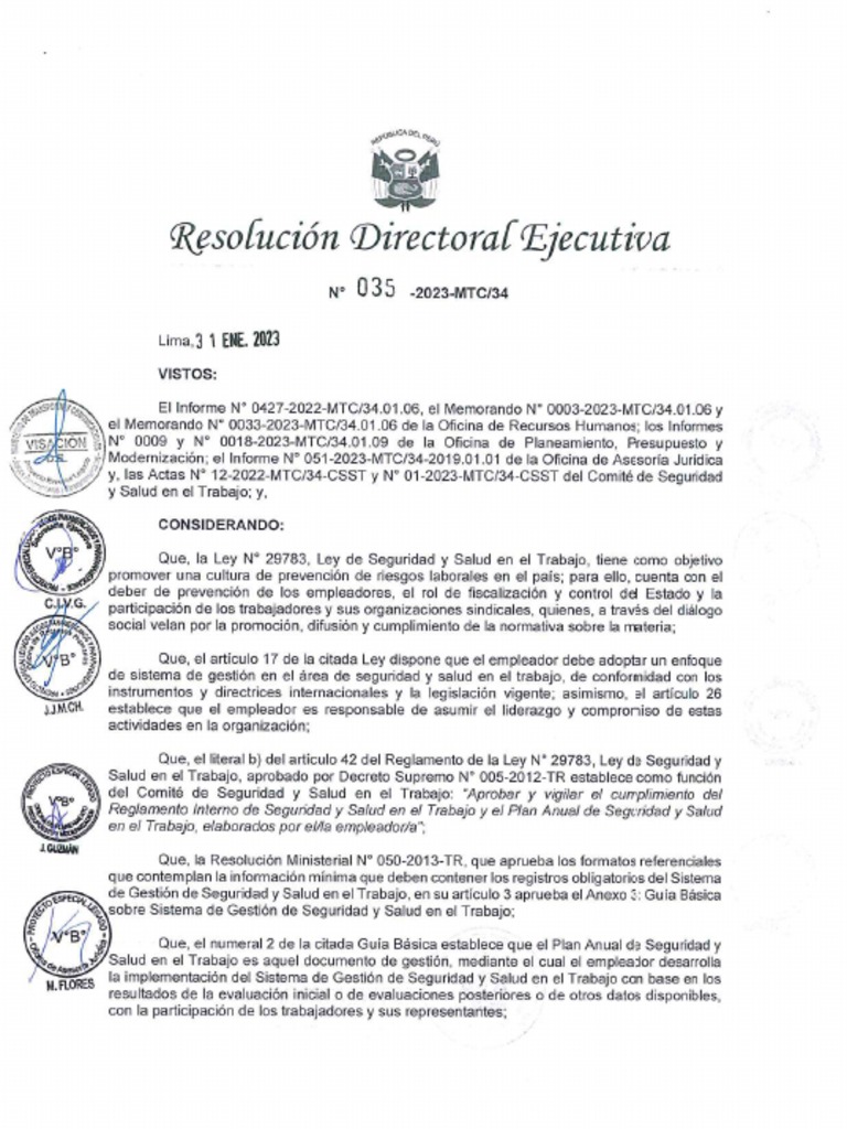 RDE 035-2023 Plan SST 2023 Con Anexos PDF | PDF | Seguridad y salud ocupacional | Valores