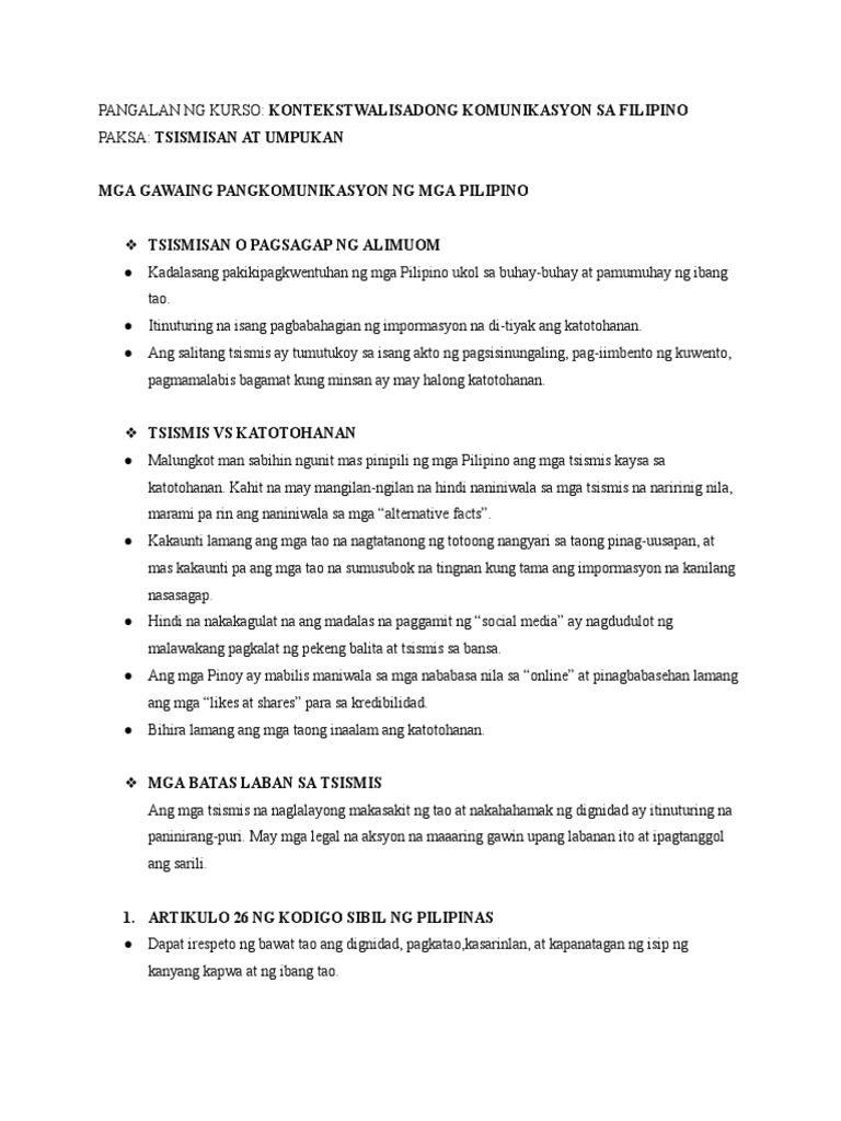 Pangkat 3 - Tsismisan at Umpukan | PDF