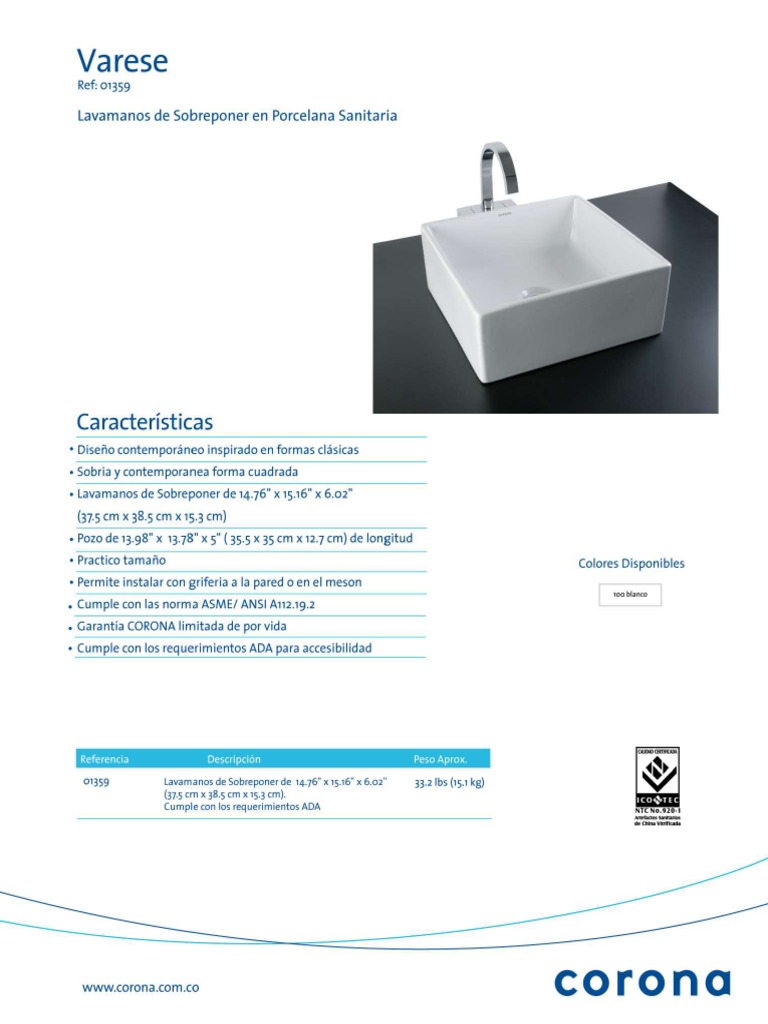 Varese Lavamanos | PDF