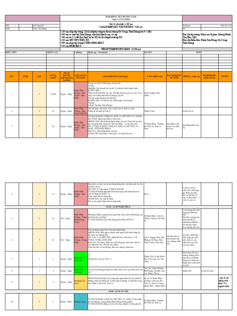BTHN - CallSheet - 27 - 12 | PDF
