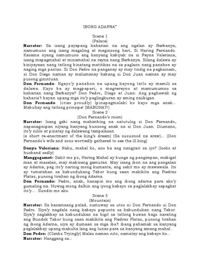 IBONG ADARNA Script | PDF