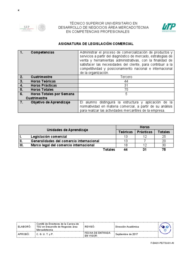 Hoja de Asignatura de Legislacion Comercial | PDF | Marketing | Sociedad de responsabilidad limitada