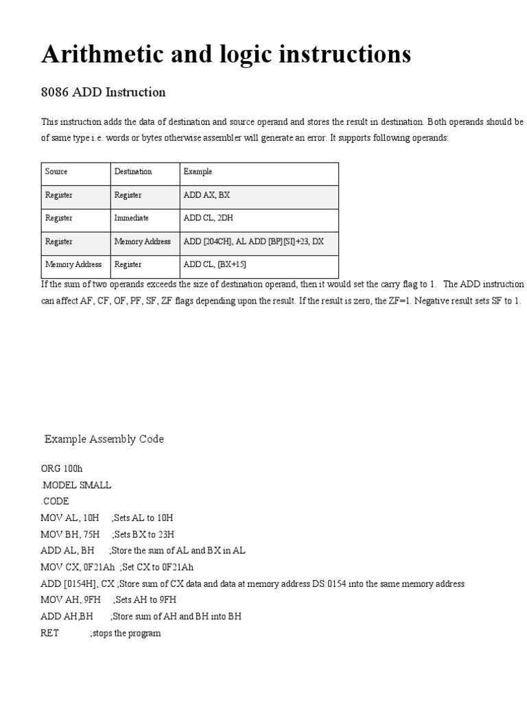 Lab3 Simple Assignment and Arithmetic Operations Addition, Subtraction ...