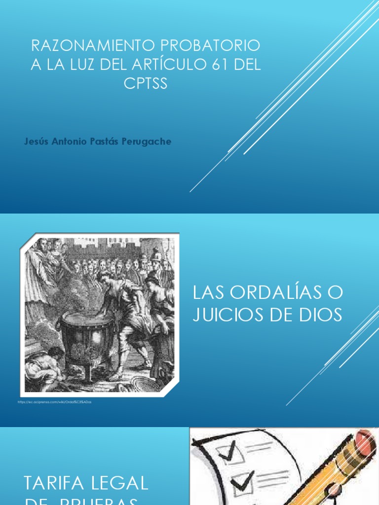 Razonamiento Probatorio según Art. 61 CPTSS | PDF | Evidencia (ley ...