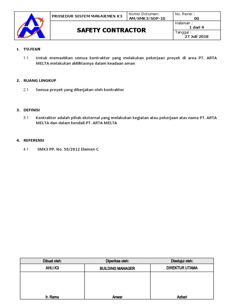 SOP-10 SOP Kontraktor Safety | PDF