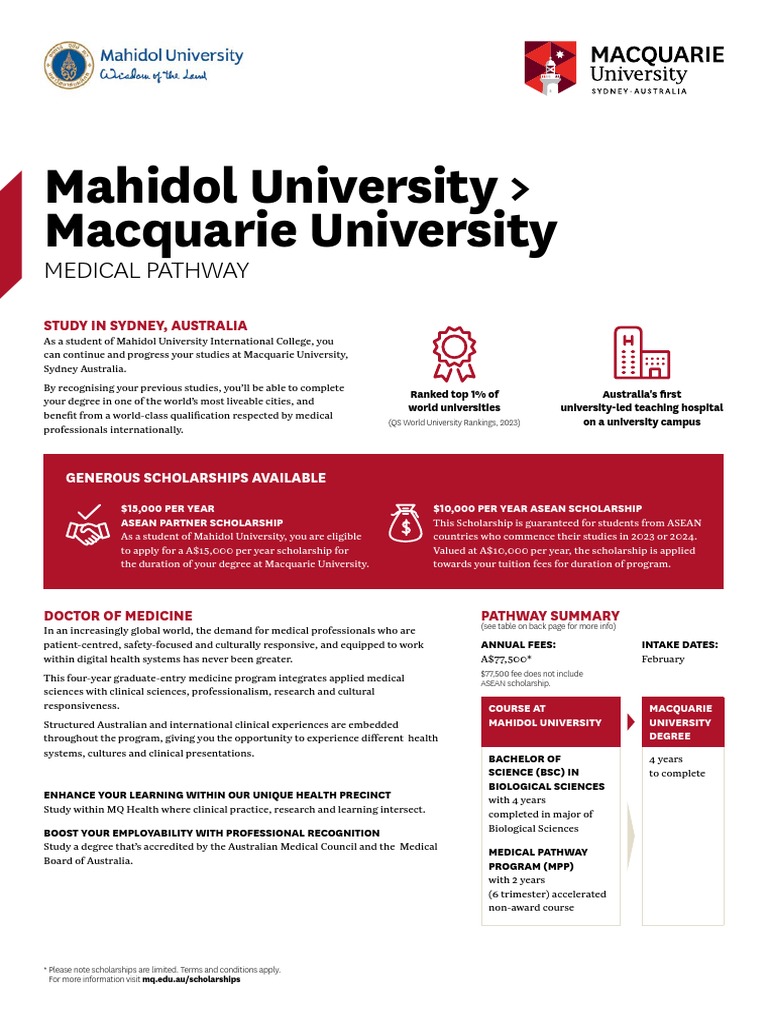 MUIC MQ Medical Pathway | PDF | Academic Degree | Bachelor's Degree