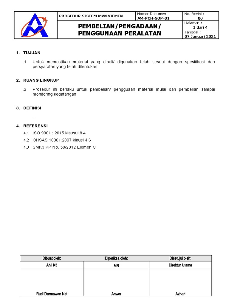 PDP-PCH-SOP-01 Pembelian | PDF