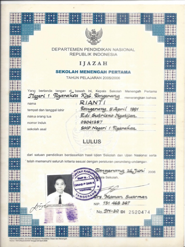 Ijazah SMP | PDF