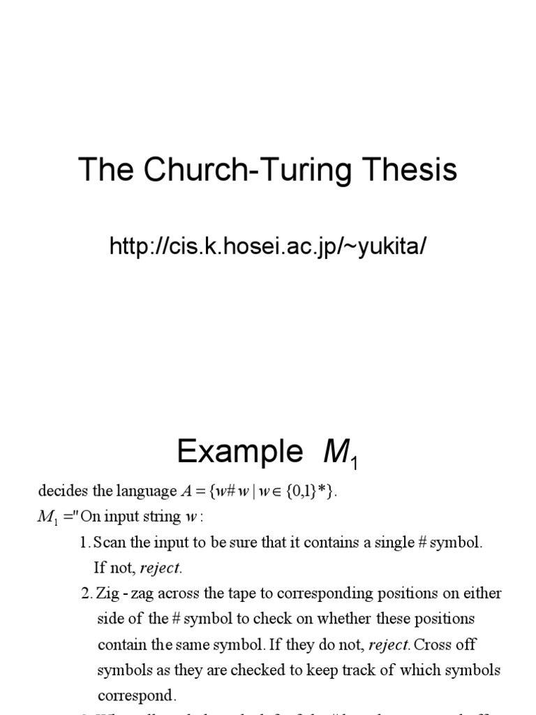 An Overview of the Church-Turing Thesis and Turing Machines as Models ...