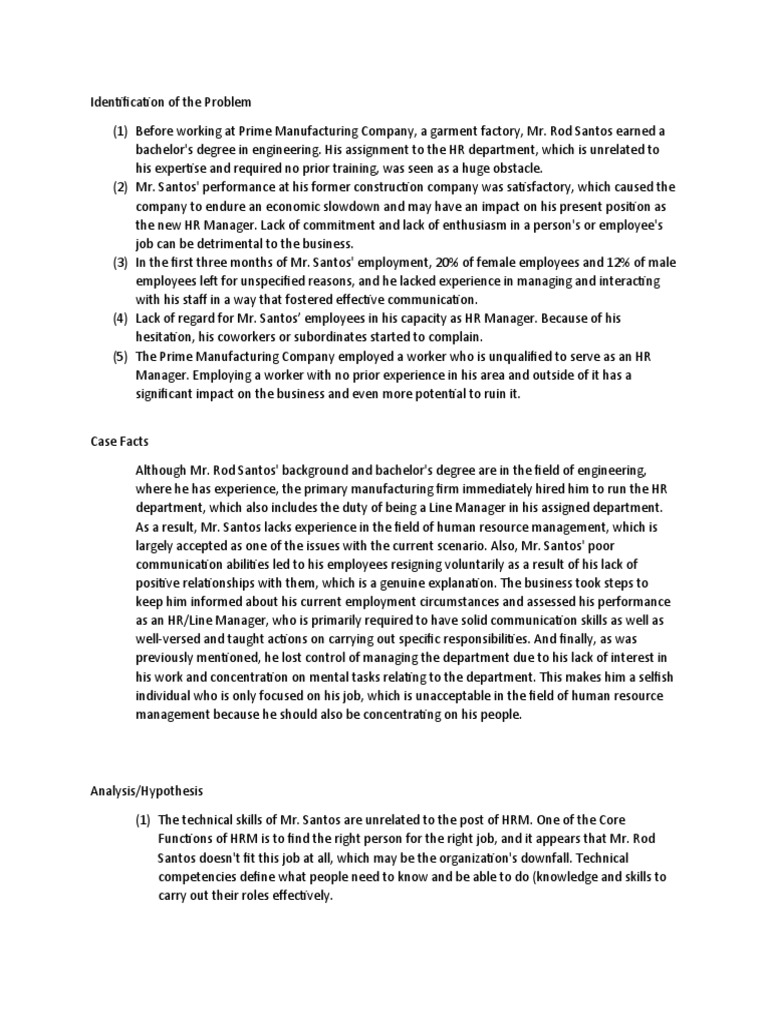 The New Human Resources Manager Case Study 2 | PDF | Human Resource Management | Employment