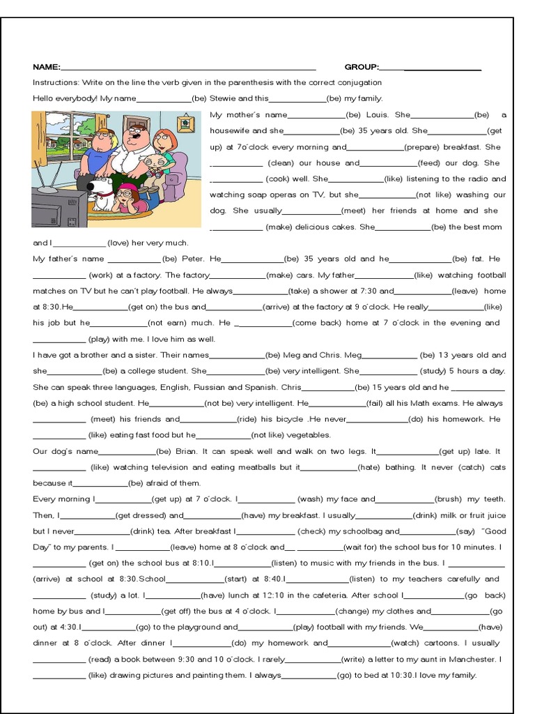 Inglés Simple Present Reading Comprehension | PDF