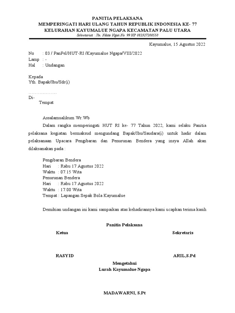 surat undangan upacara | PDF