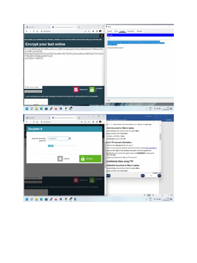 2.5.2.6 Packet Tracer - Exploring File and Data Encryption | PDF