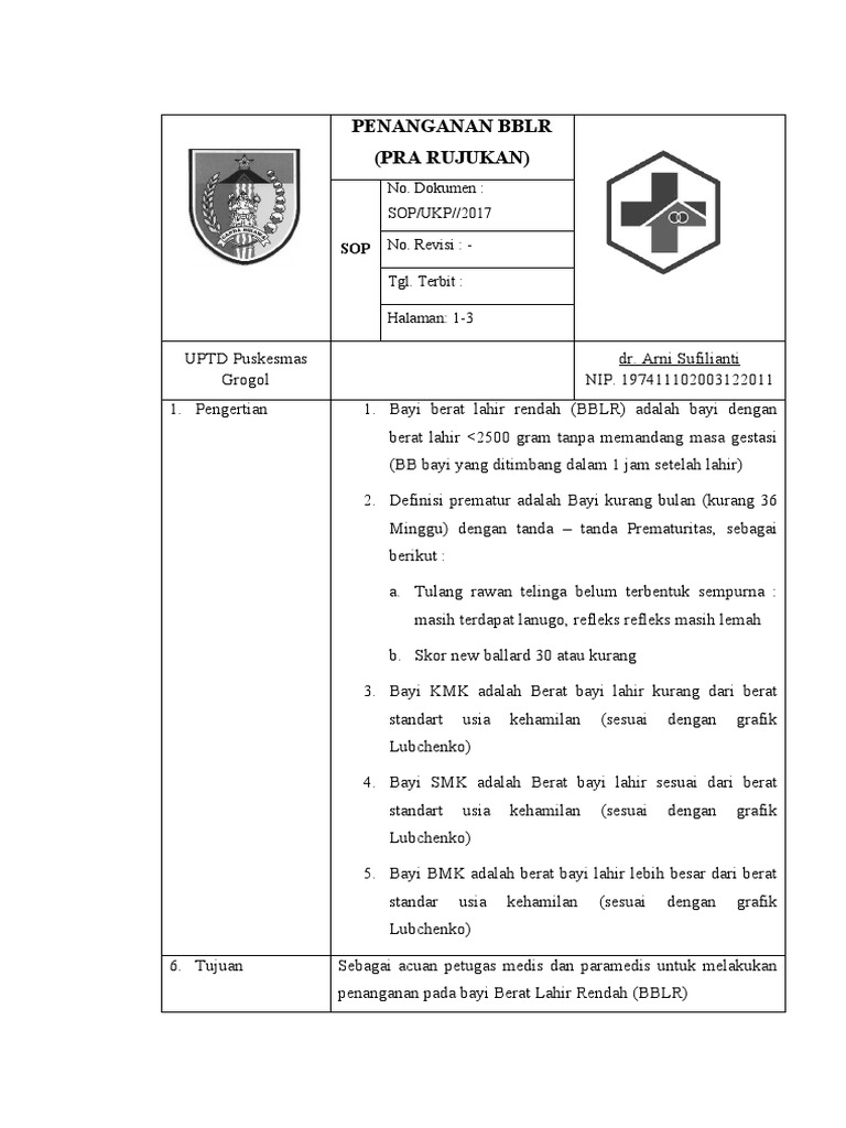 Sop Penanganan BBLR | PDF