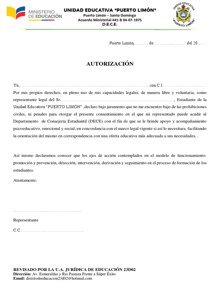 Ficha Autorizaci (On Dece | PDF