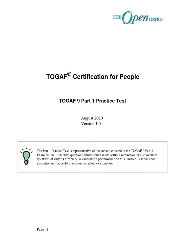 TOGAF Part 1 Practice Test | PDF | Business | Computing