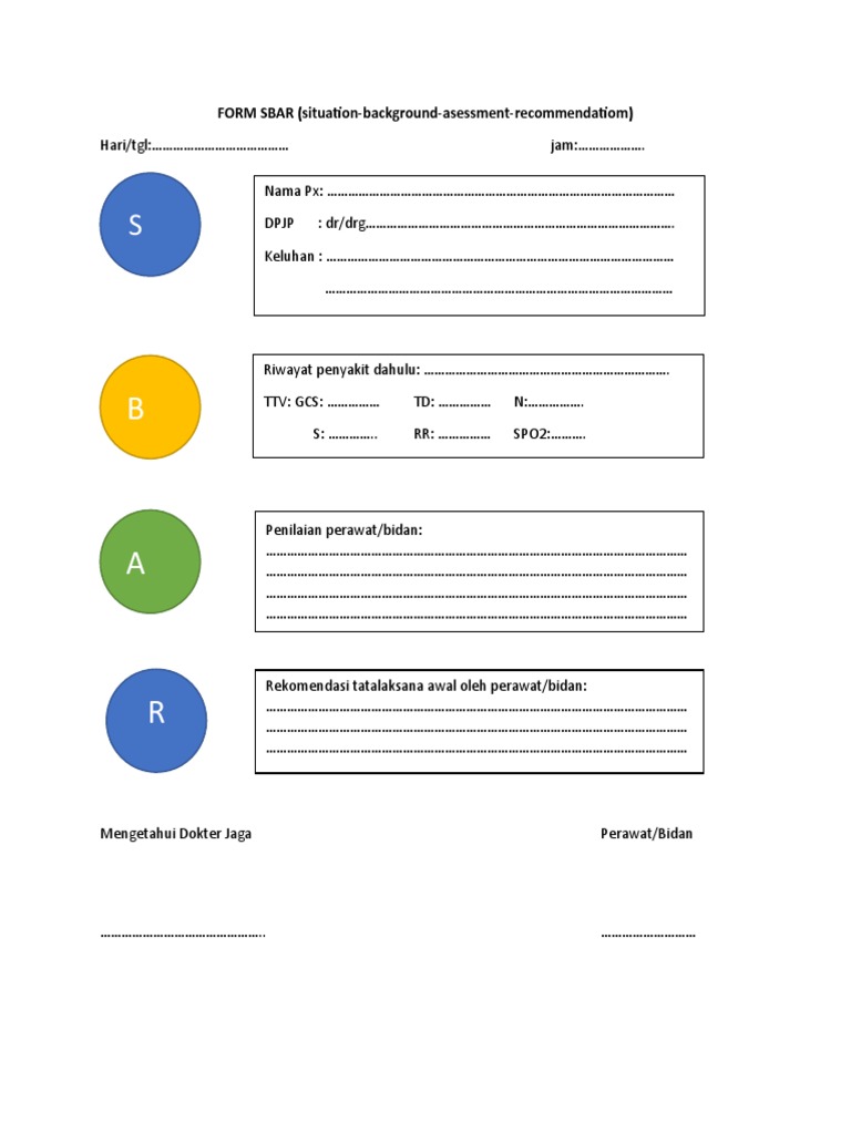 SBAR Form Template for Healthcare | PDF