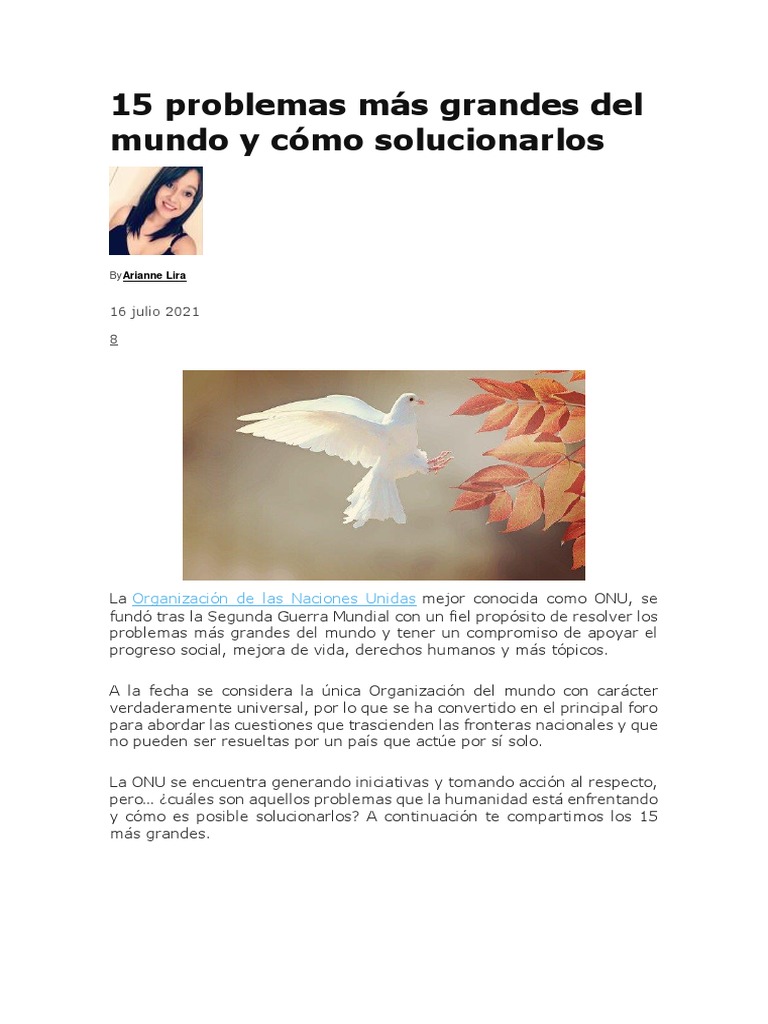 15 Problemas Más Grandes Del Mundo y Cómo Solucionarlos | PDF | Pobreza | Pobreza e indigencia