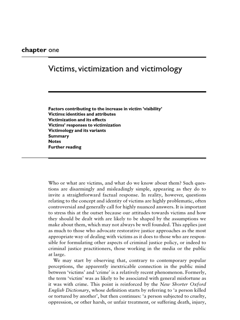 Victims, Victimization and Victimology | PDF | Victimology | Victimisation