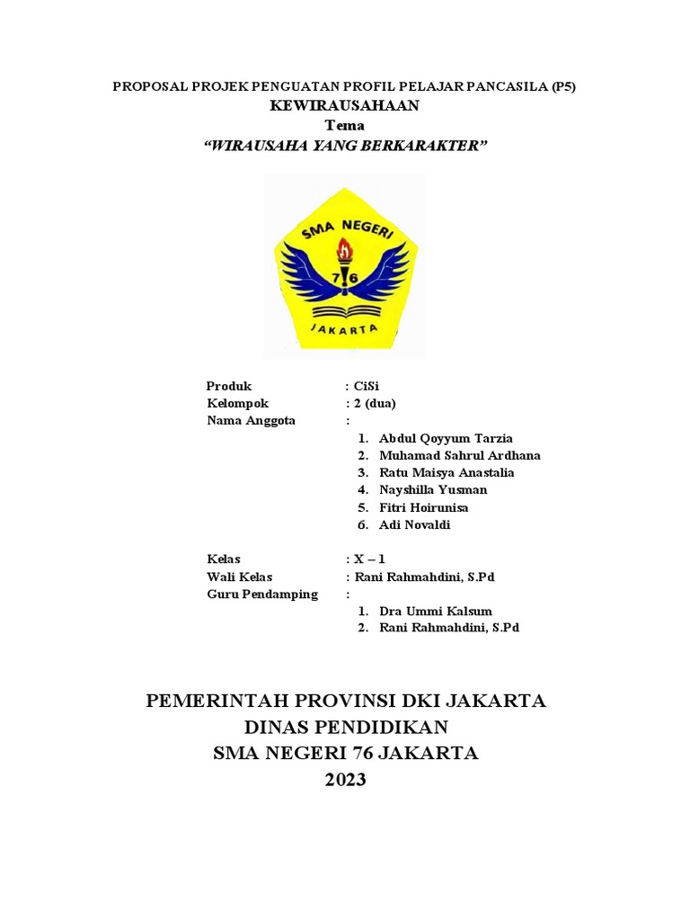 PROPOSAL P5 Kewirausahaan CiSi X.1 | PDF