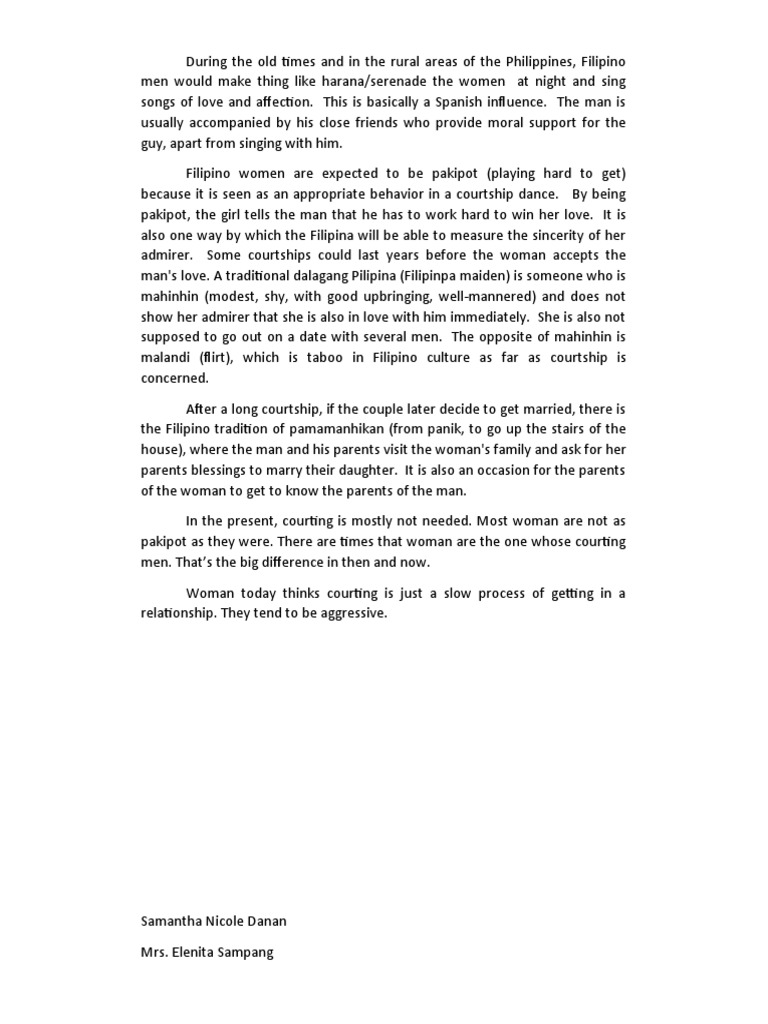 Activity About Courtship - English 9 | PDF | Philippines ...