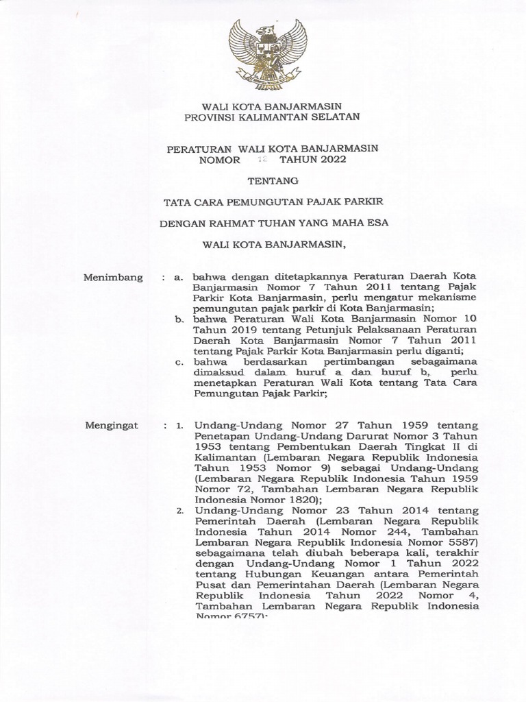 PERWAL NO 12 TAHUN 2022 Edit | PDF