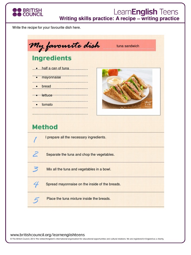 Recipe Writing Practice | PDF