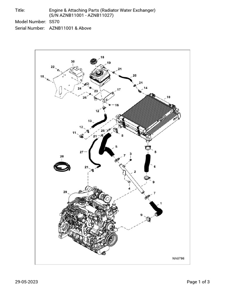 Engine & Attaching Parts (Radiator Water Exchanger) - (S - N AZNB11001 ...