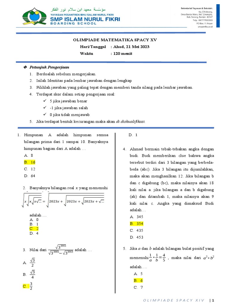 Soal Spacy SMP Fix2 23 | PDF