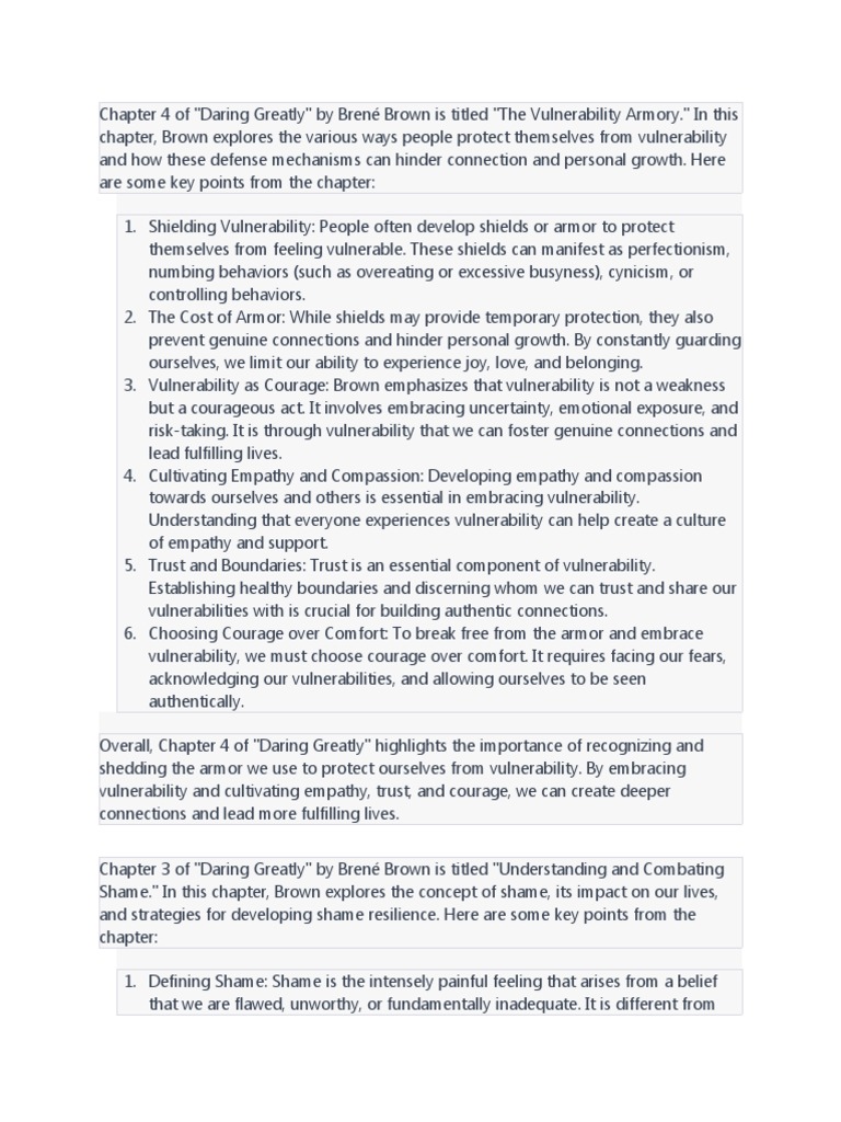 Daring Greatly - Chapters 3&4 Key Points | PDF | Shame | Empathy