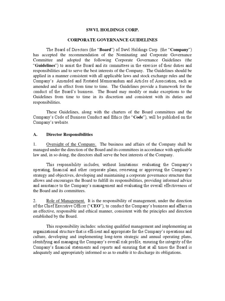 SWVL - Corporate Governance Guidelines | PDF | Corporate Governance | Committee