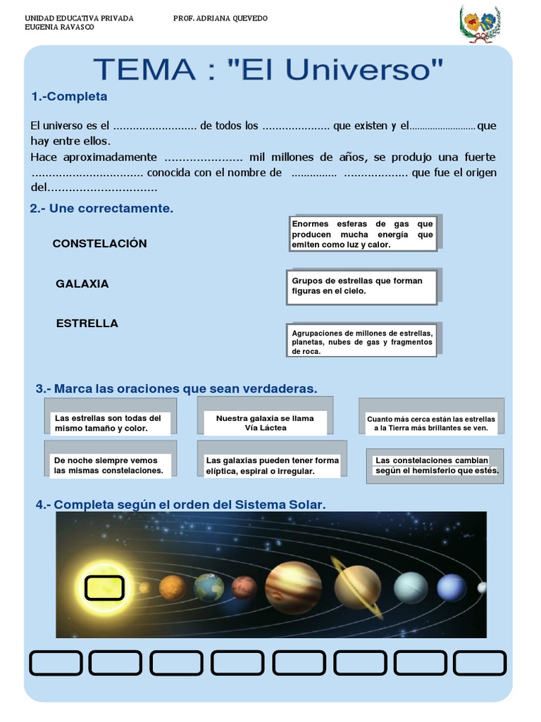 El Universo: Guía Educativa para Niños | PDF | Luna | Estrellas