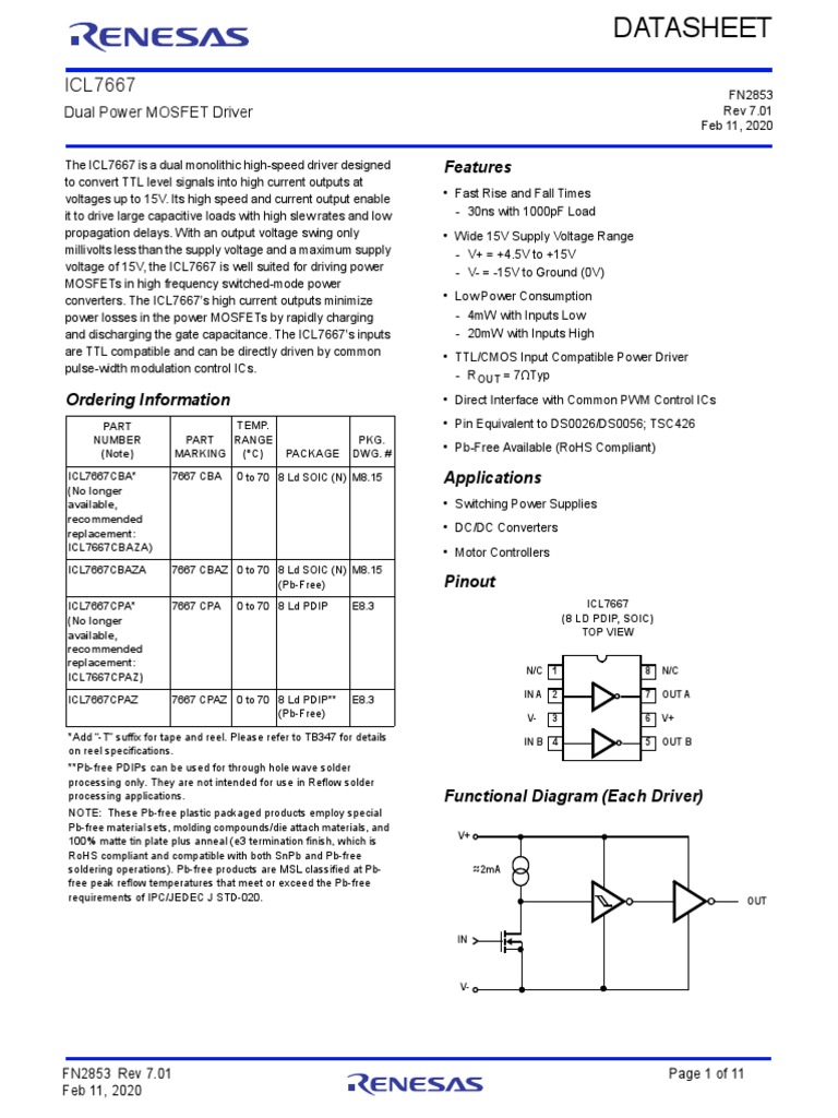 Icl7667 1528911 | PDF | Mosfet | Capacitor