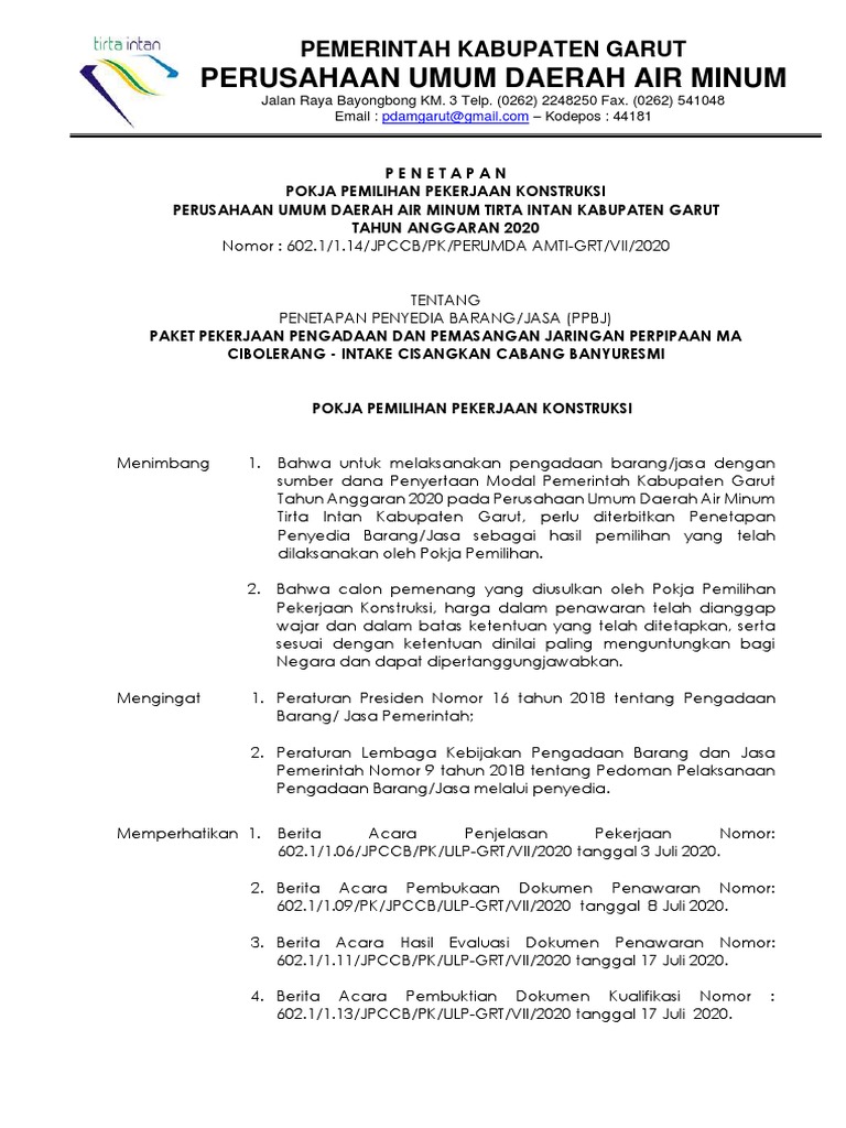 1 Penetapan Jaringan Perpipaan Pdf