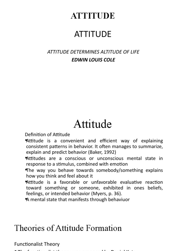 Attitude Lecture Notes | PDF | Attitude (Psychology) | Feeling Attitude Lecture Notes | PDF | Attitude (Psychology) | Feeling