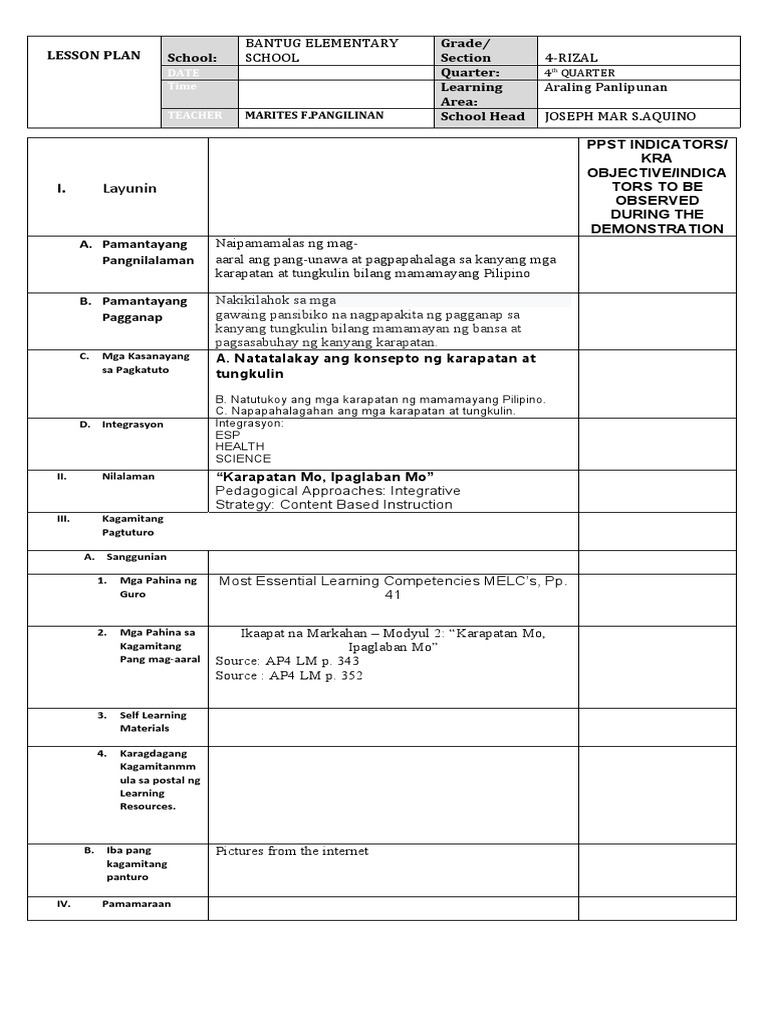 GRADE 4 COT DLP AP 3RD Quarter | PDF GRADE 4 COT DLP AP 3RD Quarter | PDF