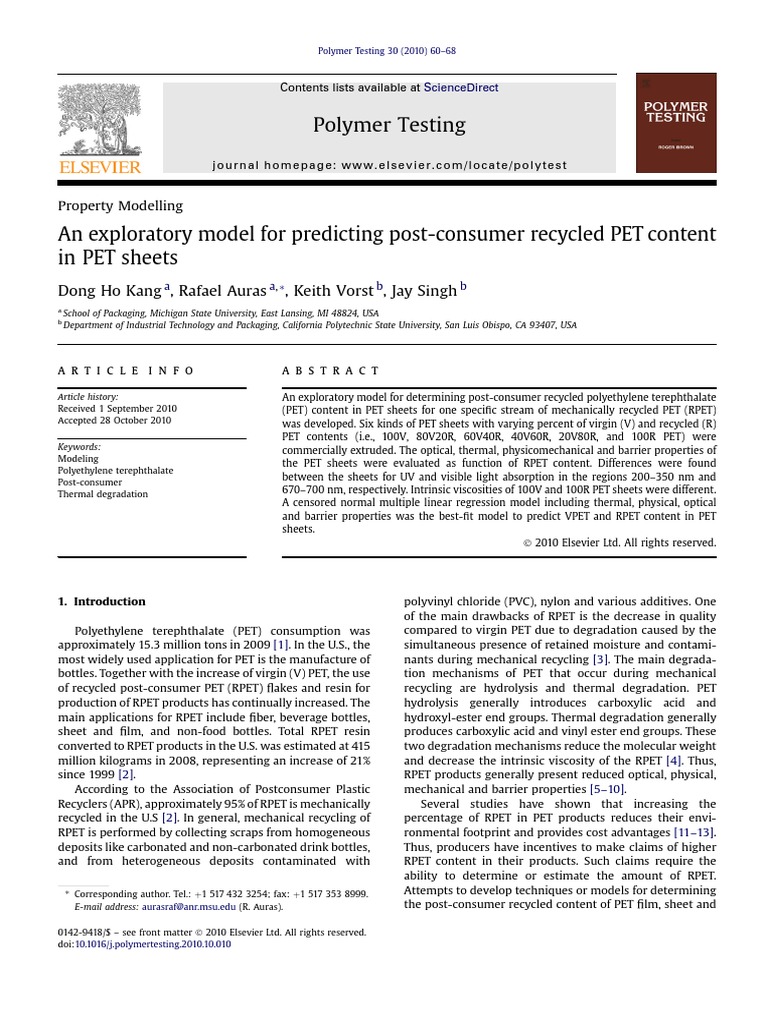 Polymer Testing - 30 - 2010 - 60-68 | PDF | Akaike Information ...