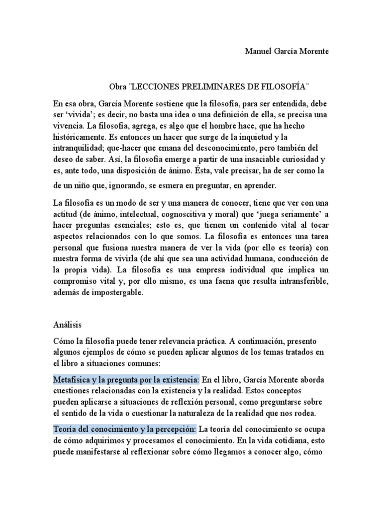Manuel García Morente - Analisis | PDF