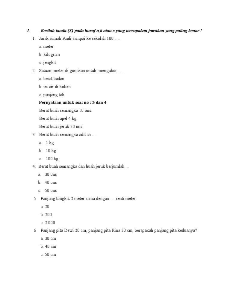 Soal Pts 2 MTK Kelas 2 | PDF