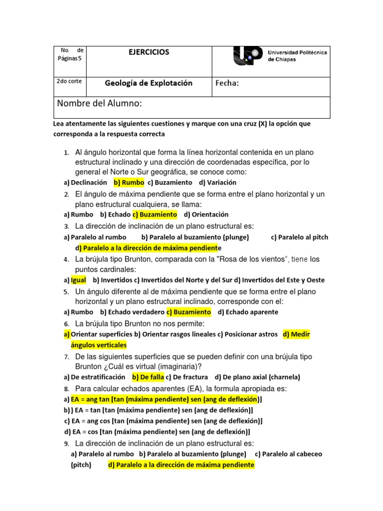 Reglas de Rumbo y Echado en Geología | PDF